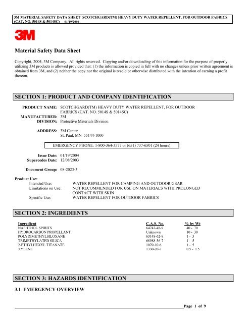 Material Safety Data Sheet SECTION 1 - Kellogg Marine Supply