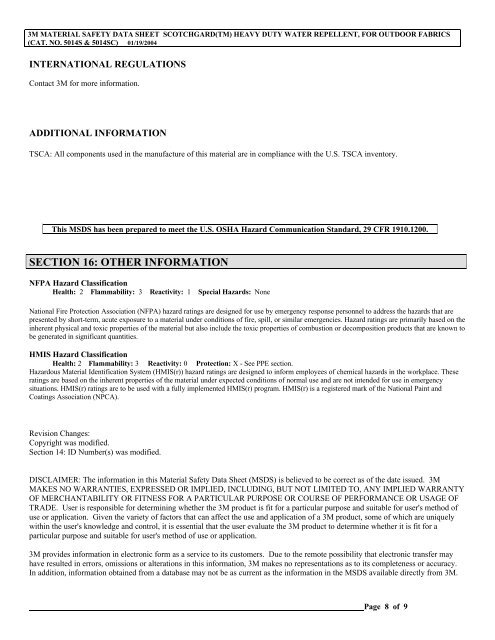 3M MATERIAL SAFETY DATA S