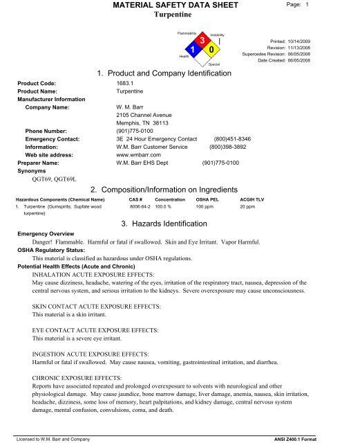 Turpentine - Kellogg Marine Supply