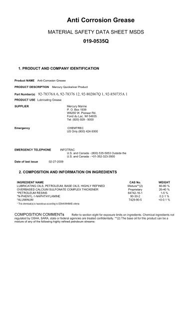 Anti Corrosion Grease - Mercury Marine