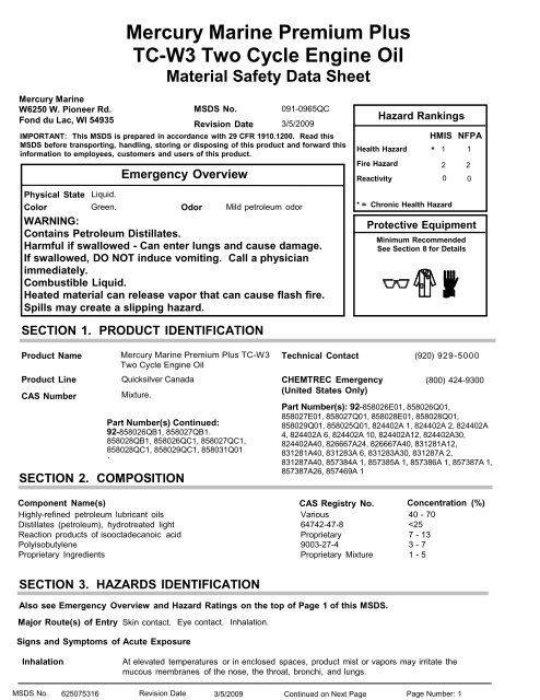 Premium Plus 2 Cycle TC-W3 Outboard Oil.pdf - Kellogg Marine ...