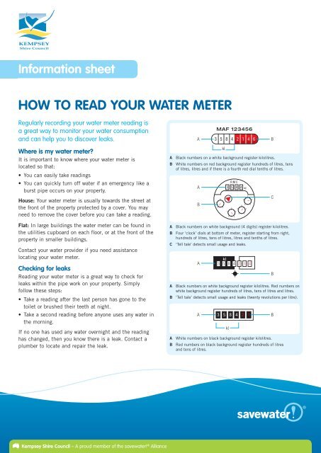 How to read your water meter (PDF - 755 KB) - Kempsey Shire Council