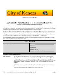 TABLE OF CONTENTS - Kenora.ca