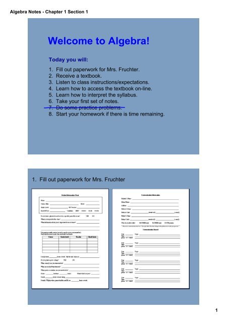 Algebra Notes - Chapter 1 Section 1