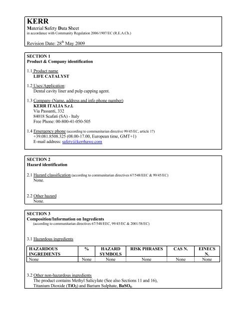MSDS_Life Catalyst - Kerr