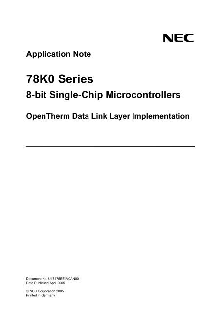 78K0 Series 8-bit Single-Chip Microcontrollers OpenTherm ... - Files