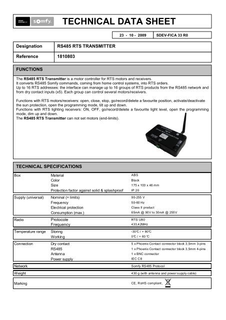 SDEV-FICA 33 - RS485 RTS Transmitter - Files