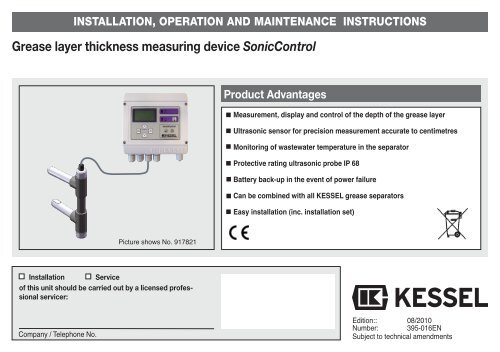 Grease layer thickness measuring device SonicControl - Kessel