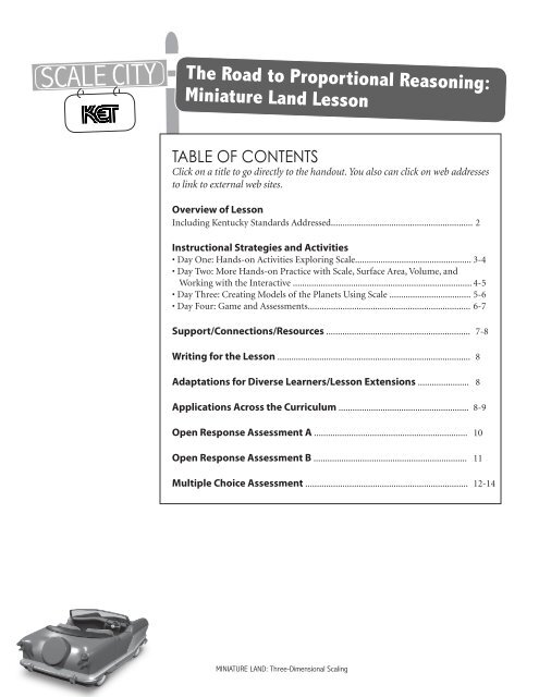 SCALE CITY The Road to Proportional Reasoning: Miniature ... - KET