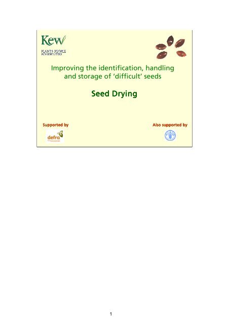 Seed drying - Slides and notes - Royal Botanic Gardens, Kew