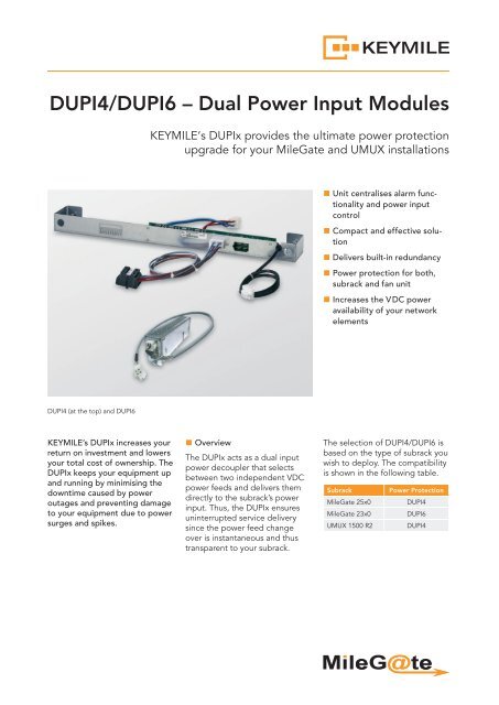 Data Sheet Dual Power Input DUPI4/DUPI6 - KEYMILE
