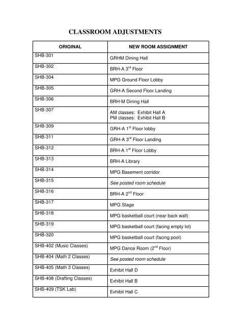 CLASSROOM ADJUSTMENTS