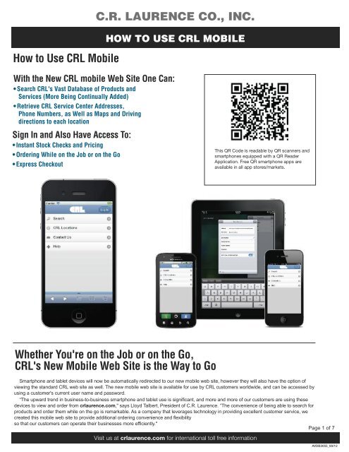 How to Use CRL Mobile - Crlaurence.com