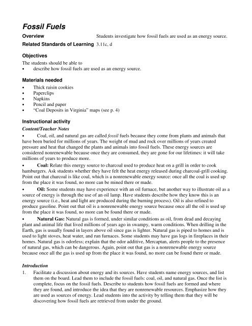 Lesson: Fossil Fuels