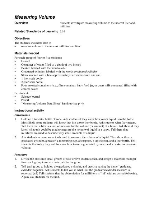 Lesson: Measuring Volume