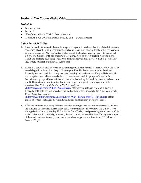 Session 4: The Cuban Missile Crisis