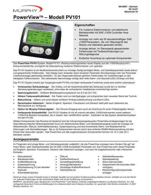 PowerViewâ ¢ â Modell PV101 - Murphy