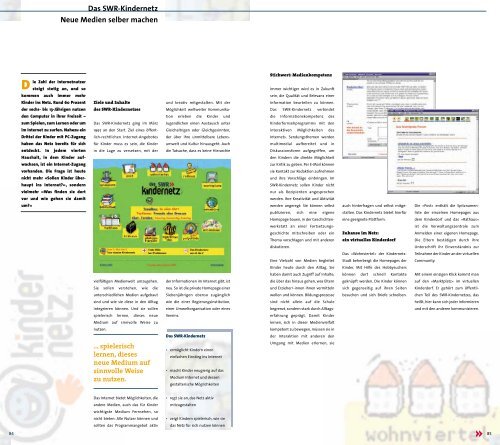 Das SWR-Kindernetz Neue Medien selber machen