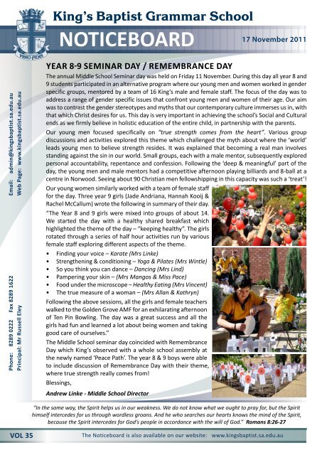 Newsletter 3 - Kings Baptist Grammar School