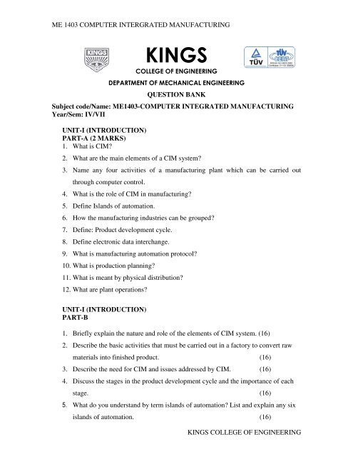 Kings College of Engineering