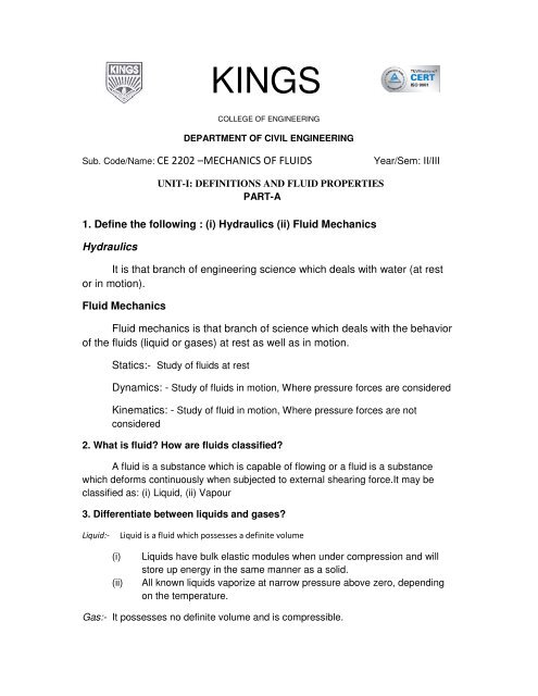 Kings College of Engineering