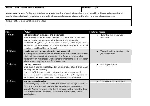 Exam skills and revision techniques