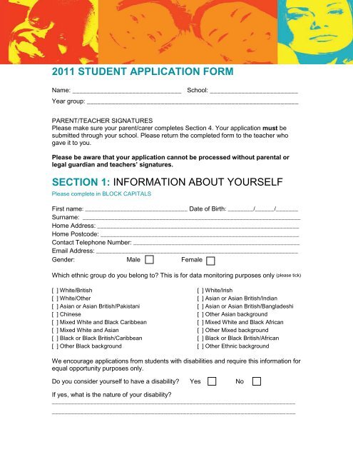 2011 student application form section 1 - Kingston University