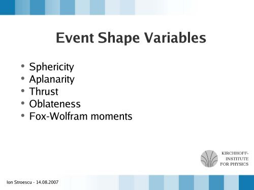 Event Shape Variables