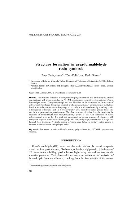 Structure formation in urea-formaldehyde resin synthesis