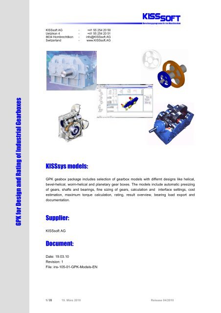 Manual - KISSsoft AG