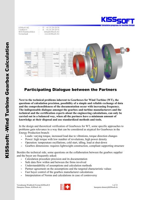 KISSsoft: -Wind Turbine Gearbox Calculation - KISSsoft AG
