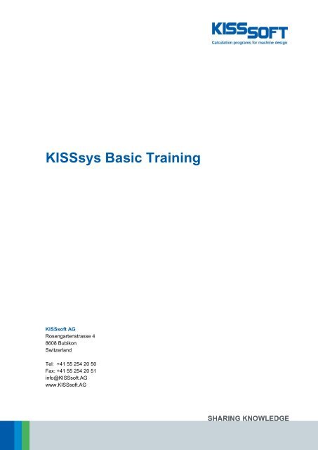 KISSsys Basic Training - KISSsoft AG
