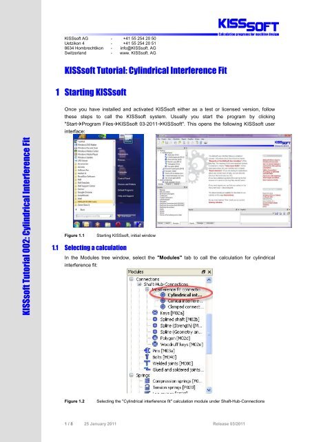 KISSsoft Tutorial: Cylindrical Interference Fit 1 Starting ...