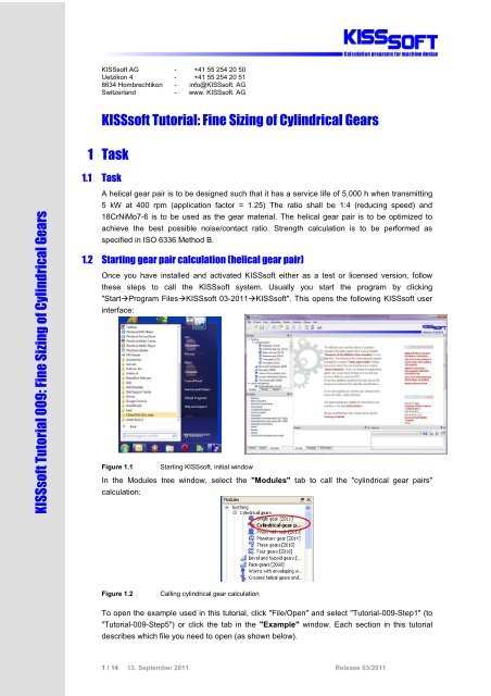 KISSsoft Tutorial: Fine Sizing of Cylindrical Gears 1 ... - KISSsoft AG