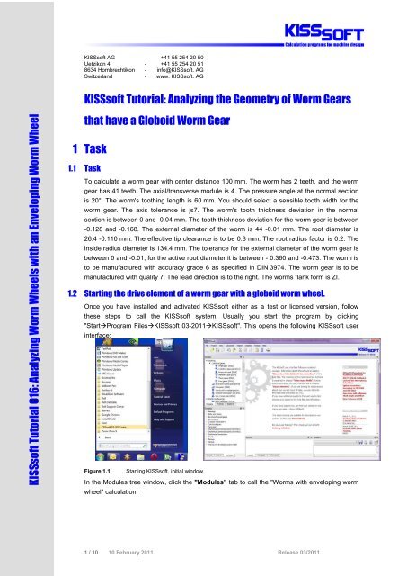 Analyzing the Geometry of Worm Gears - KISSsoft AG