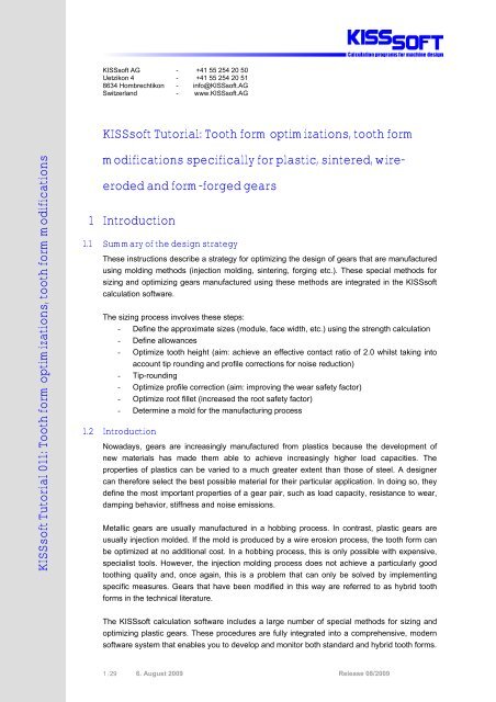 KISSsoft Tutorial: Tooth form optimizations, tooth form ... - KISSsoft AG