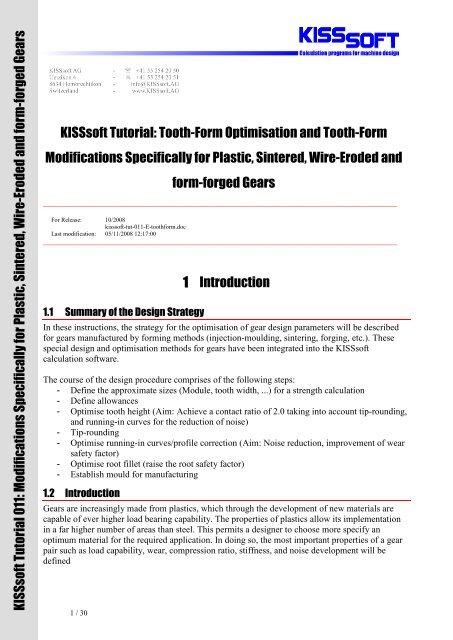 KISSsoft Tutorial: Tooth-Form Optimisation and Tooth-Form ...
