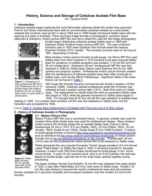 History, Science and Storage of Cellulose Acetate Film