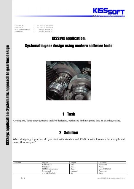 KISSsys application: Systematic gear design using ... - KISSsoft AG