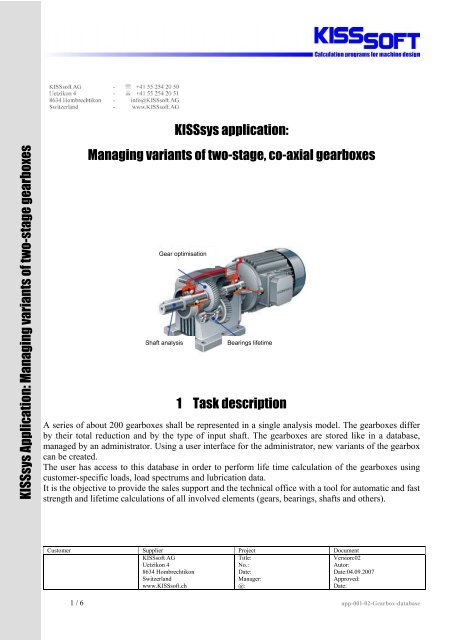 KISSsys application: Managing variants of two-stage ... - KISSsoft AG