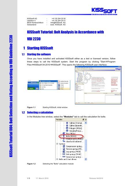 KISSsoft Tutorial: Bolt Analysis in Accordance with VDI ... - KISSsoft AG