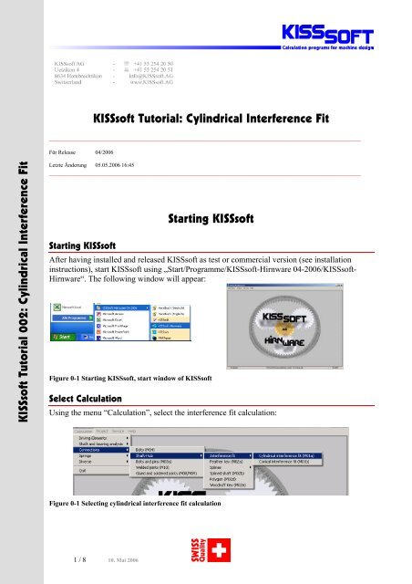 KISSsoft Tutorial: Cylindrical Interference Fit Starting KISSsoft ...