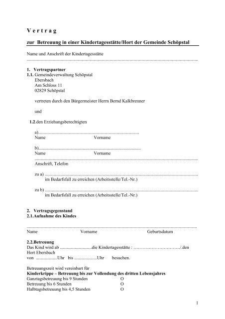 Kita Vertrag - Kita Schöpstal Kita Vertrag - Kita Schöpstal