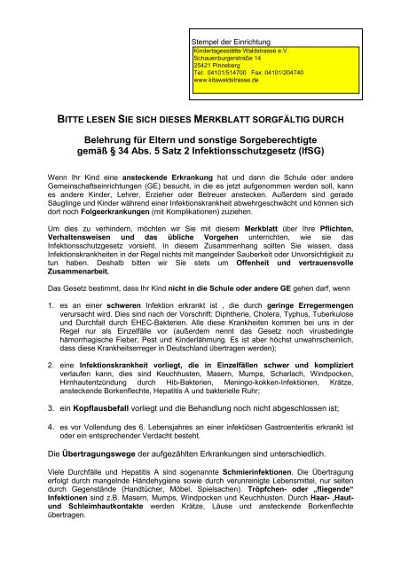 Belehrung für Eltern und sonstige Sorgeberechtigte gemäà § 34 Abs ... Belehrung für Eltern und sonstige Sorgeberechtigte gemäà § 34 Abs ...