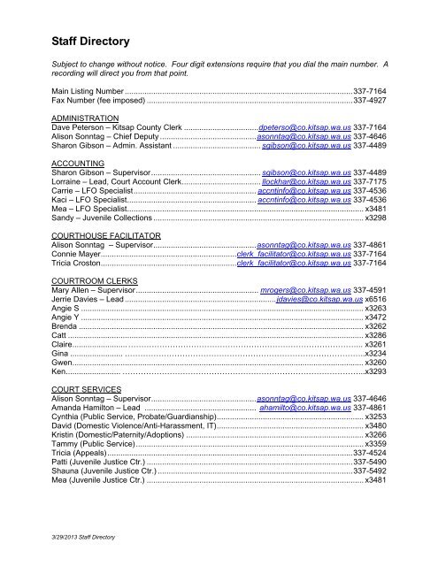 Staff Directory - Kitsap County Government