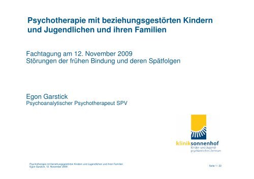 Psychotherapie mit beziehungsgestörten Kindern und Jugendlichen ...