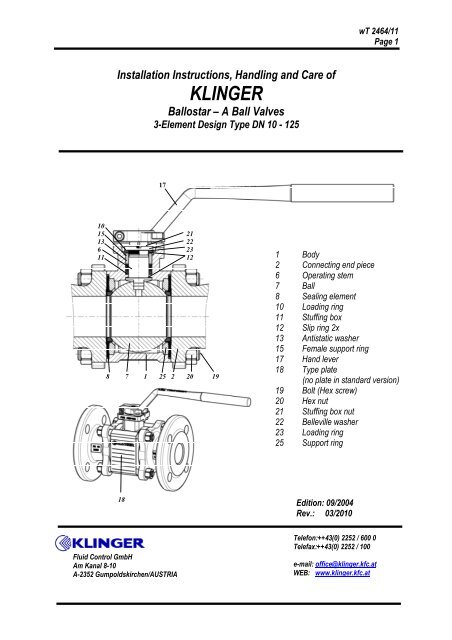 KHA ball valves - Klinger Danmark A/S