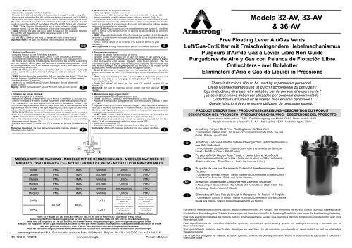 Modelos 32-AV, 33-AV, 36-AV Purgadores - Armstrong International ...