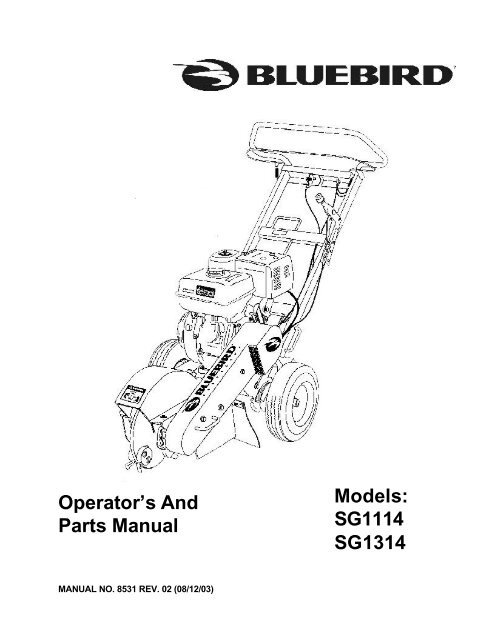IPL, Stump Grinder, 2003-08, SG1114, SG1314 (Turf Care) - BlueBird
