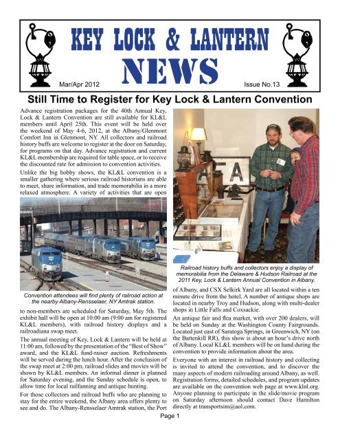 KEY LOCK & LANTERN NEWS